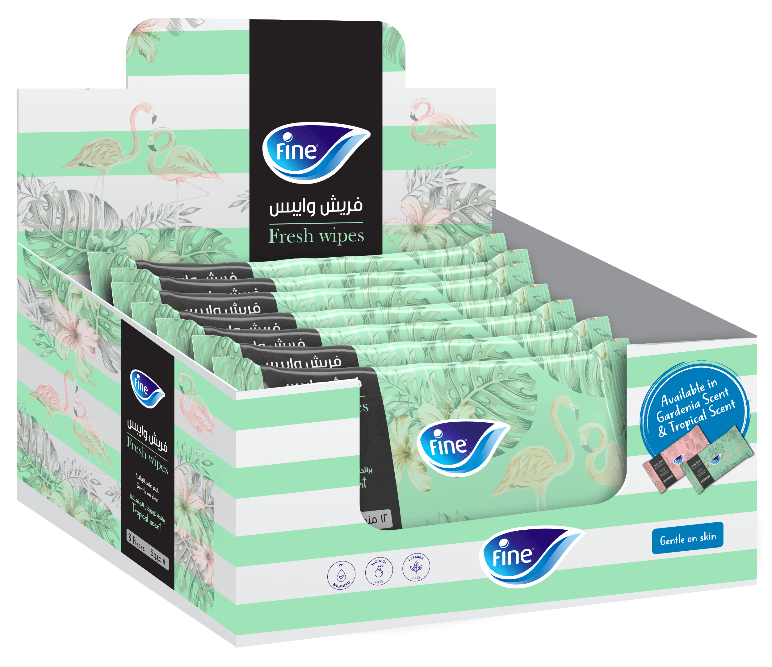 Fine Fresh Wipes Tropical Scent Pack Of 8 X 20 Wipes